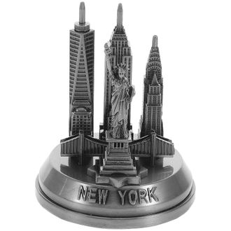 NUOBESTY New York Skyline 3D Metallmodell Miniatur Architekturstatue im Vintage Stil Kompakte Wohndekoration f&uuml;r Zuhause und B&uuml;ro Souvenir Sammlerst&uuml;ck Tischde