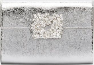 Roger Vivier Clutch Efflorescence Mini aus Metallic-Leder