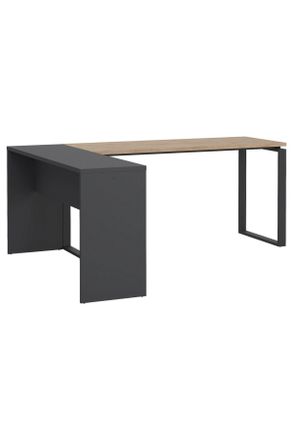 MID.YOU Mid.you Schreibtischkombination, Grau, Eiche, Holzwerkstoff, Holzoptik, 100x75.6x160 cm, Arbeitszimmer, Schreibtische, Schreibtischkombination