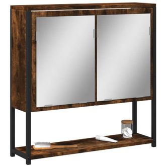 vidaXL Armoire &agrave; miroir de salle de bain ch&ecirc;ne fum&eacute; bois ding&eacute;nierie