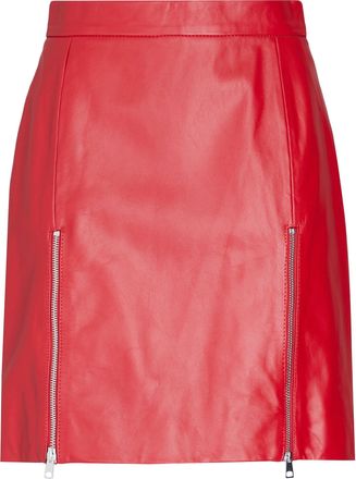 8 by YOOX LEATHER ZIP-UP SPLIT MINI SKIRT