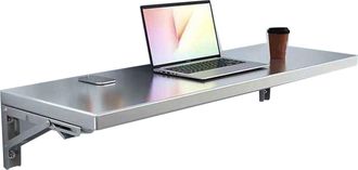 Generic An Der Wand Montierter, Klappbarer Computertisch, Schwimmendes Aufbewahrungsregal Aus Edelstahl, Robuster, Herunterklappbarer Barschreibtisch, 50 Kg T