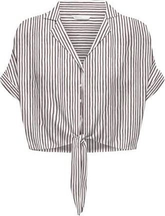 Only Onlpaula Life S/S Tie Shirt WVN Noos Chemise féminine Courte avec détail noué, Cloud Dancer, M Femmes