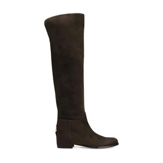Dolce & Gabbana Braune Wildleder Kniehohe Flache Stiefel - - Shoes - Damen - Braun - 38 EU