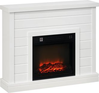 HOMCOM Elektrokamin mit Heizung, elektrischer Kamin mit Flammeneffekt, 1800 W Dekokamin mit Timer, Einstellbarer Thermostat Überhitzungsschutz Fernbedienung,