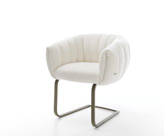 DELIFE Freischwinger Jada-Flex Boucl&eacute; Soft Beige Freischwinger flach Effektfinish Titan Taschenfederkern, Esszimmerst&uuml;hle