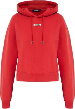 Jacquemus Femme, Sweatshirts et sweats &agrave; capuche, Rouge, Taille: 40 FR Sweat &agrave; Capuche Court en Coton