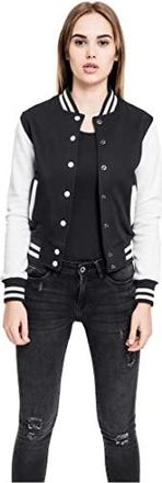 Urban Classics womens Ladies 2-tone College Sweatjacket Sweat shirt, Multicolore (Blk/Wht), L EU