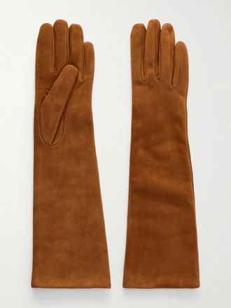 Nour Hammour Handschuhe Aus Veloursleder - Braun