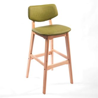 Generic Moderner Barhocker mit Polsterung, Fu&szlig;st&uuml;tze und R&uuml;ckenlehne, Gr&uuml;ner, Geschwungener Sitz, 63,5-73,7 cm Hoch, Tragkraft 200 Kg, f&uuml;r K&uuml;che, Kneipe, Caf&eacute;