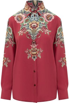 Etro Femme, Blouses et Chemises, Rouge, Taille: 40 FR Chemise en soie avec imprim&eacute; plac&eacute;