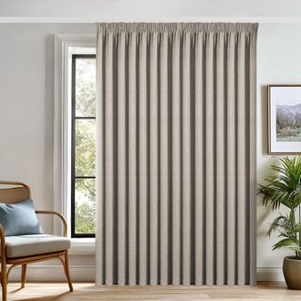 Deconovo Leinen Verdunklungsvorhang mit Kr&auml;uselband, 100% Blickdicht, Thermo & Schallschutz, Leinenoptik Blackout Gardine f&uuml;r Wohnzimmer, H245 x B300 cm, Dunke