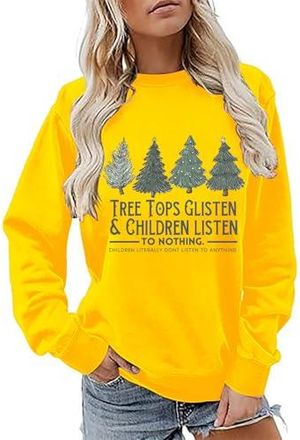 Generic Sweatshirts de No&euml;l pour femmes, mignons, motif arbre de No&euml;l, sweatshirt &agrave; col ras du cou, ample, d&eacute;contract&eacute;, &agrave; manches longues, hauts &agrave; col rond 20