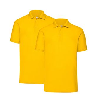 Fruit Of The Loom 2er Pique Poloshirt Herren Polo M L XL XXL 3XL 4XL 5XL HLKauf-Block (3XL, 2er Sonnengelb& 1x HLKauf-Block)