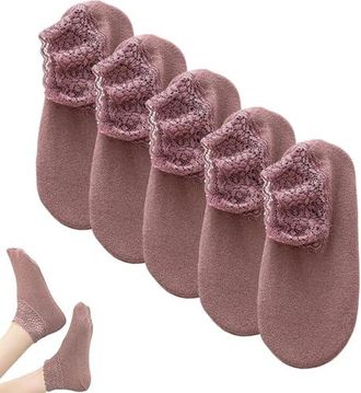 Generic Chaussettes chaudes en dentelle pour femme, chaussettes confortables antid&eacute;rapantes avec bordure en dentelle, jolies chaussettes courtes &agrave; volants pou