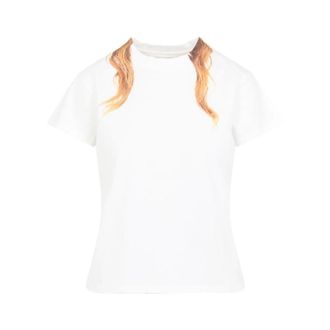 Maison Margiela T-Shirt mit Haar-Print - - Tops - Damen - Wei&szlig; - S