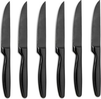 Comas 6er Set Steakmesser Steakbesteck Grillbesteck Messer Messerset Pizzamesser edler Griff Edelstahl K6 BOJ Satin Schwarz matt PVD Gunmetal spülmaschinenf