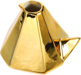 BESPORTBLE Nordische Keramikvase Gold mit Kleinem Vogel Minimalistischer Blumentopf f&uuml;r Zimmerpflanzen Kleiner Pflanzk&uuml;bel als Wohn und Tischdekoration