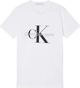 Calvin Klein Jeans T-Shirt Homme Manches Courtes Core Monologo Slim, Blanc (Bright White), XL