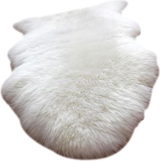 Woltu Woltu - Tapis en Peau de Mouton Tapis pour chambre, salon de lit, Tapis de Laine Toison Moquette, Tapis de canapé 90-100cm, Blanc