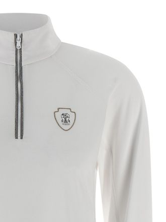 Brunello Cucinelli Half-Zip Embroidered Sweatshirt - White