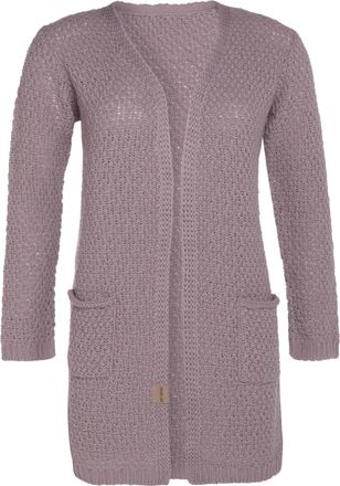 Knit Factory Luna Strickjacke - Mittellange Damen Strickjacken mit Taschen - Cardigan mit Wolle - Grobstrickjacke - Hochwertige Qualit&auml;t - Mauve - 40/42