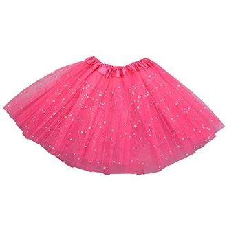 Generic Jupe tutu en tulle pour fille - Taille haute - Jupe &agrave; bulles - Style vintage - Multicouche - Jupe de danse trap&egrave;ze - Costume court pour enfants, rose 