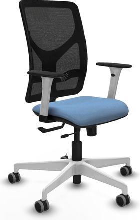 Piqueras y Crespo Schreibtischstuhl mit wei&szlig;en und schwarzen Armlehnen, h&ouml;henverstellbare Lendenwirbelst&uuml;tze, ausgestattet mit Syncro/Traslack und Schneideschaum. Schwa