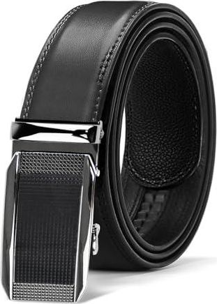 Glamexx24 Ceinture pour homme avec boucle automatique, noir ceinture &agrave; cliquet &agrave;, large 35 mm