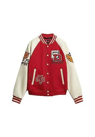 Superdry College Patched Bomber Veste, Rouge (Varsity Red), XL Homme
