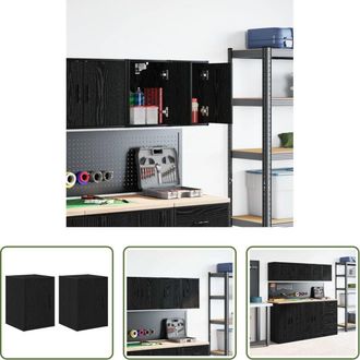 vidaXL vidaXL Outils garage - Armoires murales de garage 2 pcs noir bois ding&eacute;nierie
