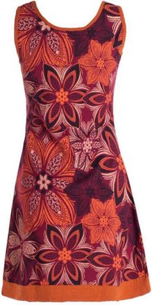 vishes Minikleid Damen Mini-Kleid Baumwolle Blumen-Muster A-Linie Rundhalsausschnitt Alternative Bekleidung, Ethno, Hippie, Retro Style