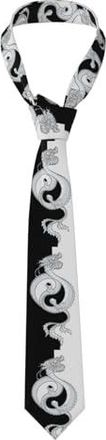 Generic Cravate DAffaires Dragon Tourbillonnant &Agrave; Pois Noirs Et Blancs Tendance Tie Fine Cravate Pour Hommes Pour Mariage &Eacute;v&eacute;nements C&eacute;l&eacute;brations