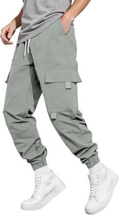 Generic Pantalon de jogging pour homme - Pantalon cargo avec cordon de serrage et taille &eacute;lastique - Poche - Pantalon de rue d&eacute;contract&eacute;, Gy1., XXL