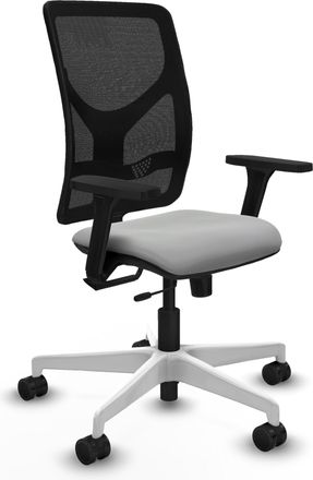 Piqueras y Crespo Verstellbarer Stuhl mit Rollen, 3D-Armlehnen, h&ouml;henverstellbare Lendenwirbelst&uuml;tze, ausgestattet mit Syncro/Traslack und Schneideschaum, Schwarz/Hellg