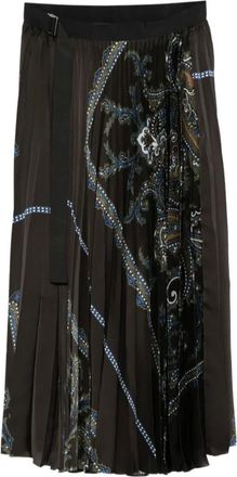 sacai Femme, Jupes, Noir, Taille: 38 FR Pleated Wrap Midi Skirt