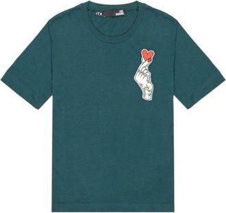Love Moschino Femme, Tops, Vert, Taille: 34 FR T-Shirt Classique en Coton à Col Rond