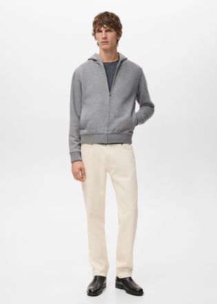 Mango Sweat-shirt capuche texture gris chin&eacute; clair - Homme - XXL - MANGO MAN