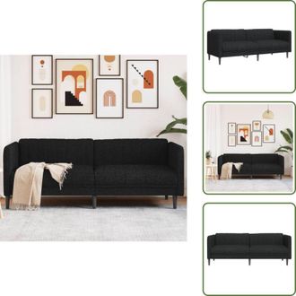 vidaXL The Living Store Sofa 3-Sitzer Schwarz Stoff - Sofas - 3-Sitzer Sofa - Wohnzimmersofa - Schwarzes Sofa - Polstersofa