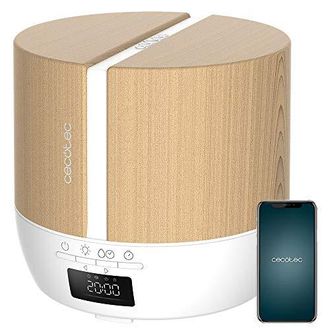Cecotec PureAroma 550 Connected White Woody. Capacidad 500ml, Pantalla LED, Altavoz, Control por Bluetooth, App, Temporizador 12h, 3 Modos de funcionamiento, 