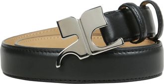 Courr&egrave;ges Femme, Accessoires, Noir, Taille: 85 CM Ceinture en cuir de veau lisse avec boucle AC en m&eacute;tal