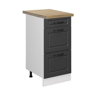 Vicco Küchenunterschrank R-Line, Anthrazit Landhaus, 40 cm mit Schubladen, ap Eiche