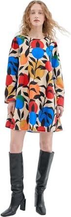 Compa&ntilde;&iacute;afant&aacute;stica Compania Fantastica Robe courte &eacute;vas&eacute;e &agrave; manches longues et imprim&eacute; feuilles, Multicolore, XL