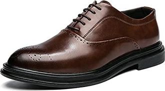 Generic Chaussures Oxford for Hommes à Lacets, Bout Rond Bruni, Cuir végétalien, Semelle en Caoutchouc antidérapante, Tige Basse, Mariage(Marron,42 EU)