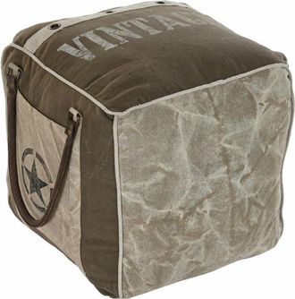 DKD Home Decor Dkd Home Decor - Baumwolllederbodenpolster 42x42x43 8,5 kg, Sternwatte Leder mehrfarbige Farbmaterial Familie Pufe / Bodenkissen Details