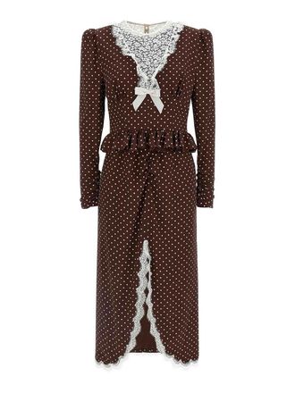 Alessandra Rich Robe Au Genou - Marron
