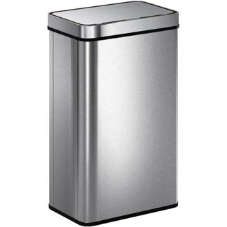 HOMCOM Poubelle cuisine automatique - HOMCOM - 60L - couvercle &agrave; fermeture en douceur - acier inoxydable - 39x27x66cm - argent