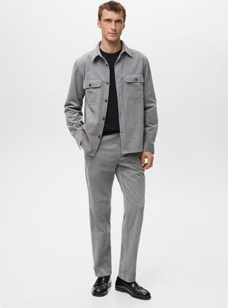 Mango Pantalon velours côtelé regular-fit gris chiné clair - Homme - 38 - MANGO MAN