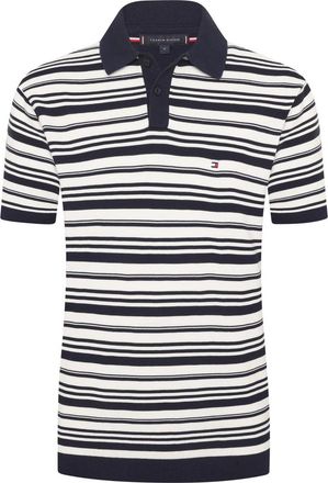 Tommy Hilfiger Leichtes Strick-Poloshirt mit kleiner Flag-Stickerei in