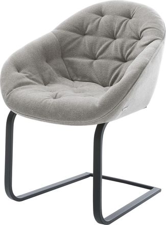 DELIFE Schwingstuhl Gaio-Flex Freischwinger flach Schwarz Strukturstoff Soft Grau